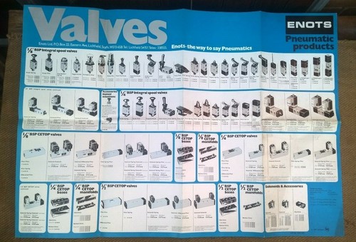 Vintage Enots Pneumatic Valve Products Dealer Advertising Chart | eBay