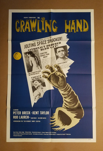 THE CRAWLING HAND 1963 Original 1-sheet movie poster READ gimmick on ...