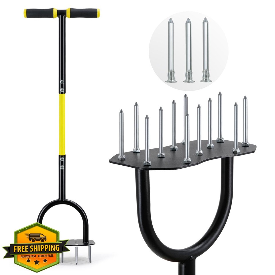 Jardineer Lawn Aerator Spike Tool 36" Metal Manual Grass Aeration Pre ...