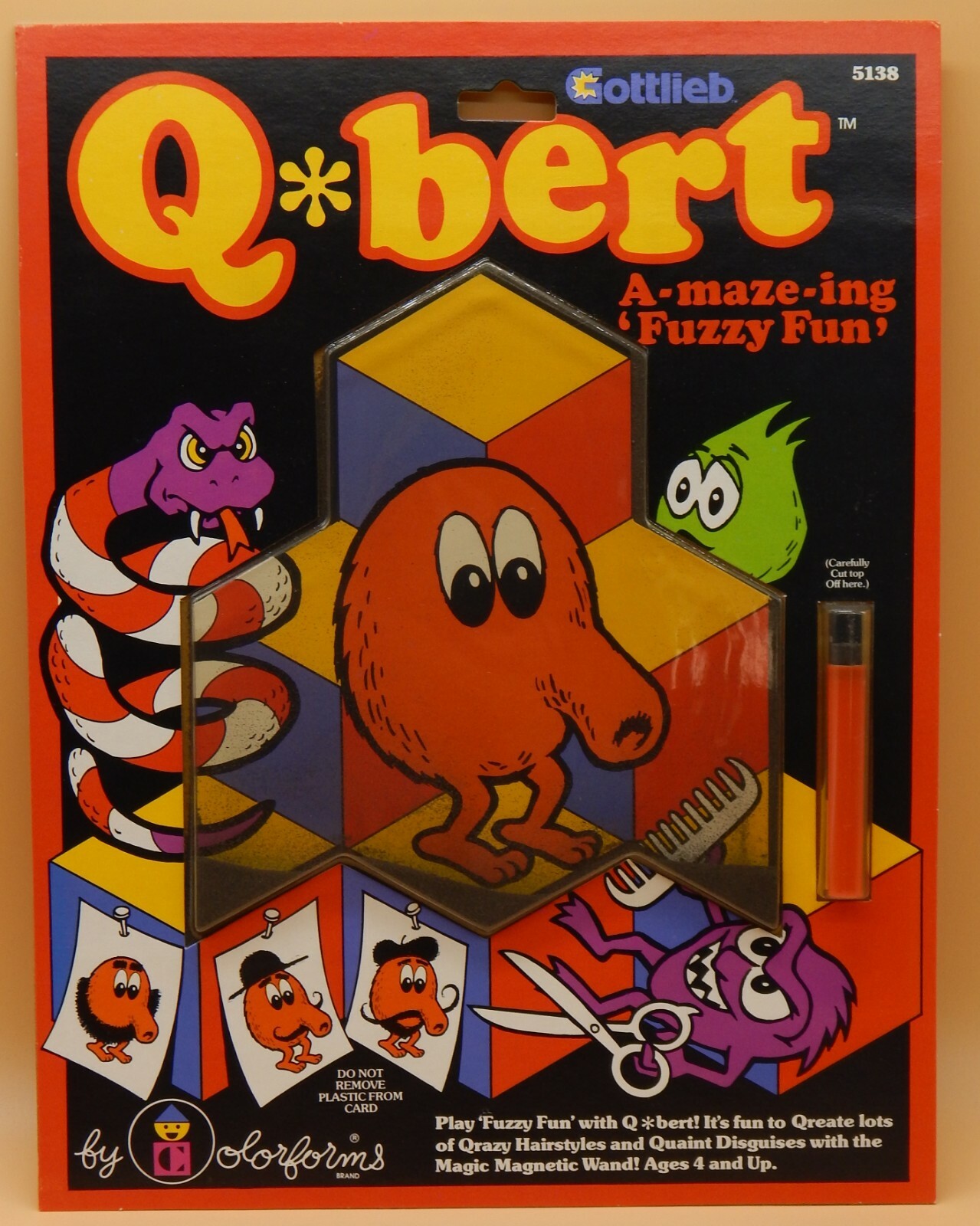 1983 vintage Q-BERT Colorforms A-Maze-ing Funny Fun game magnet toy ...