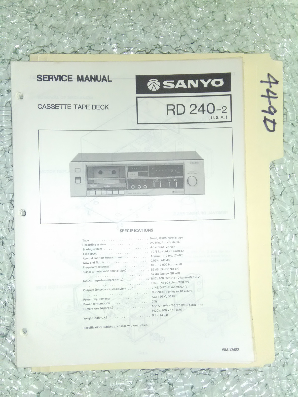 Sanyo rd-240-2 service manual original repair book stereo tape deck ...