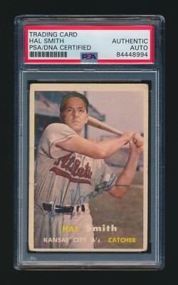 1957 Topps -#41 HAL W. SMITH (Kansas City A's) *AUTOGRAPHED* d.2020 ...