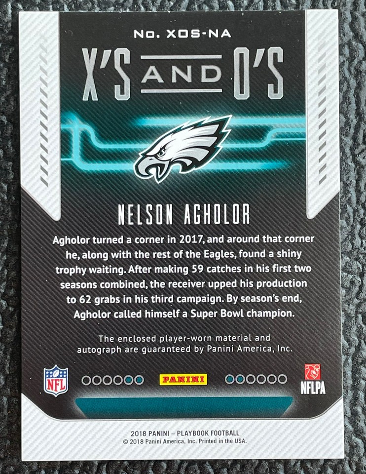 🔥NELSON AGHOLOR 2018 PLAYBOOK X'S & O'S AUTOGRAPH USED JERSEY CARD /49 ...