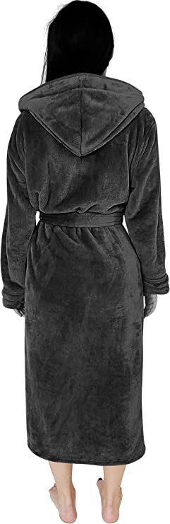 Women Fleece Hooded Bathrobe - Plush Long Robe in Lot NY Threads | eBay