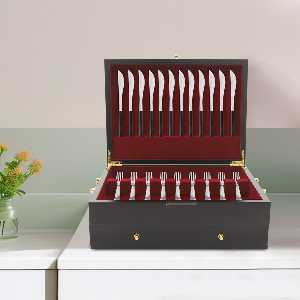 Wooden Silverware Chest, Silverware Storage Box, Silverware Case with ...
