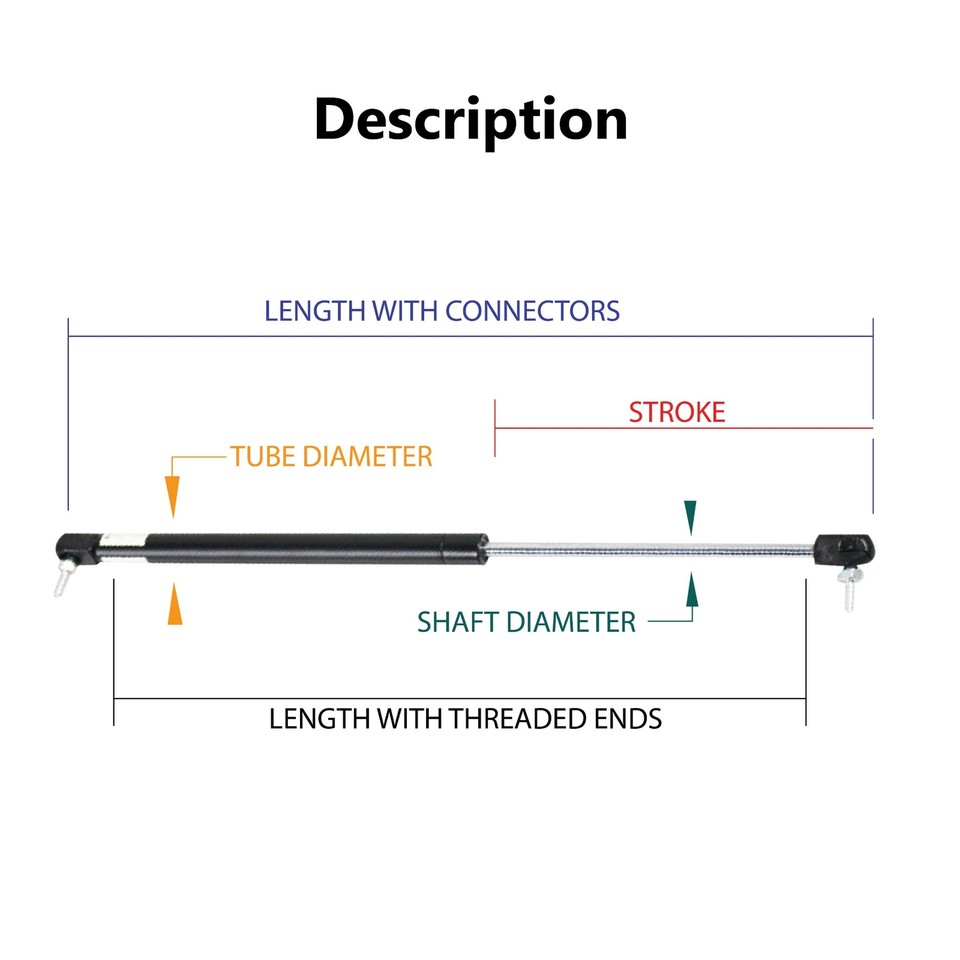 Gas Strut 250mm-150N x2 (8mm Shaft) Caravans, Trailers, Canopy ...
