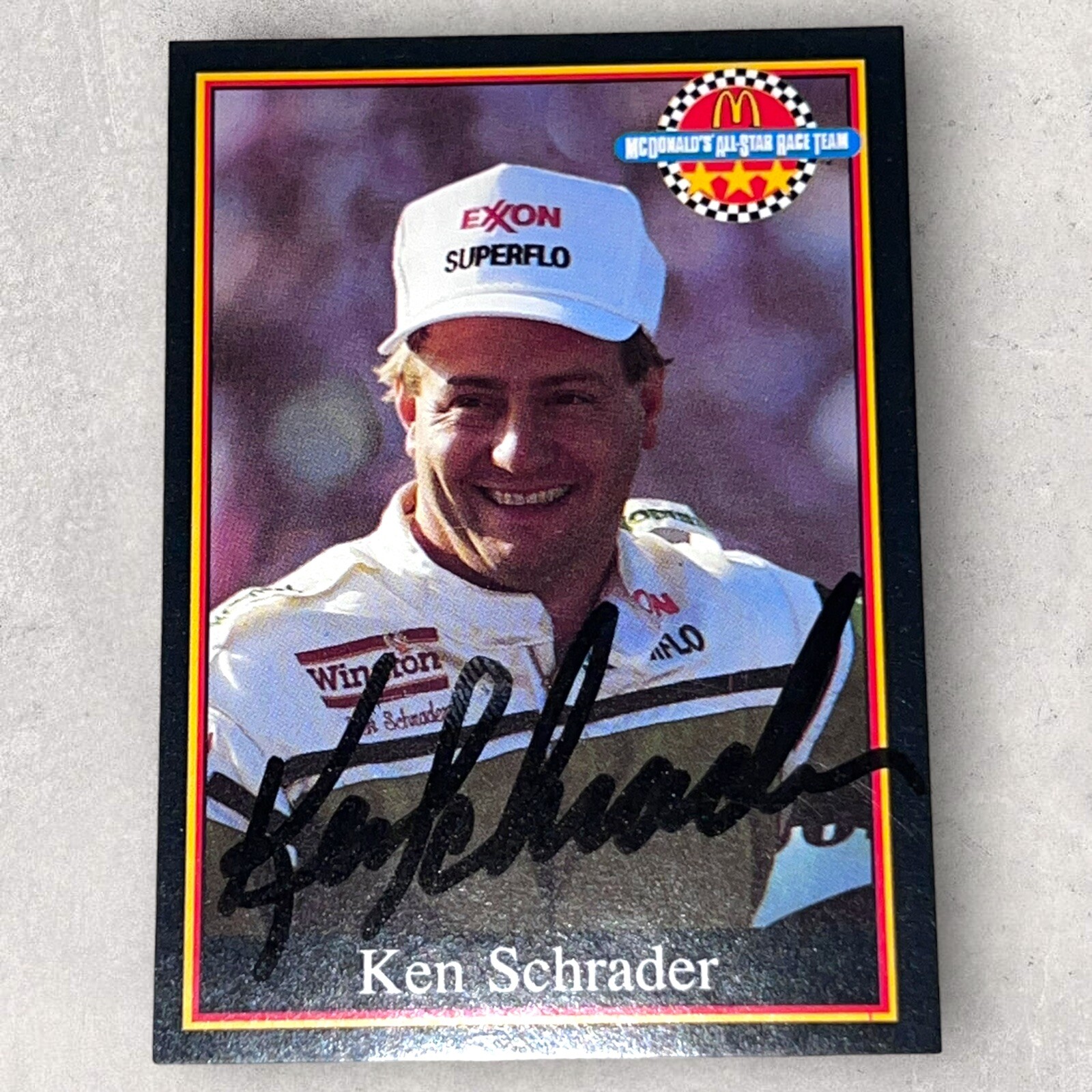 Ken Schrader EXXON SUPERFLO 1991 MAXX MCDONALDS #10 autographed NASCAR ...