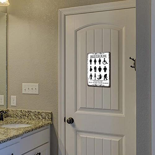 Funny Restroom Sign Vintage Metal Aluminum Signs All Genders Witches ...