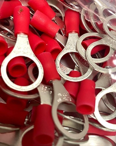 RED 22-18 Gauge Wire Ring Terminals Vinyl Connectors Eyelet - YOU ...