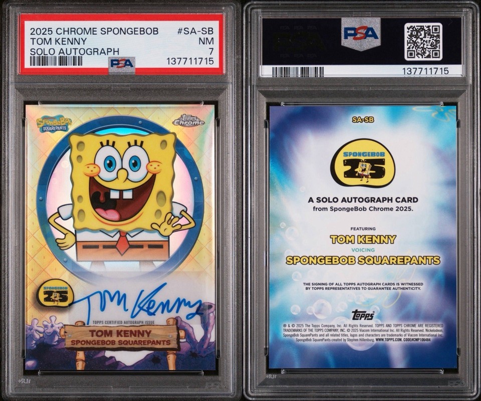 2025 Chrome SpongeBob Tom Kenny Solo Autograph Near Mint PSA 7 | eBay