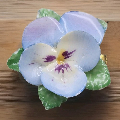 Vintage Coalport Blue Pansy Brooch Viola England Bone China Flower Pin ...