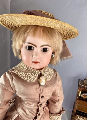 24” ANTIQUE FRENCH TETE JUMEAU BISQUE HEAD COMPOSITION LADY BODY DOLL ...