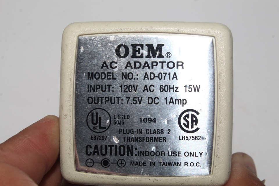 OEM AD-071A AC Power Supply Adapter Charger Cord Output 7.5V DC 1Amp | eBay