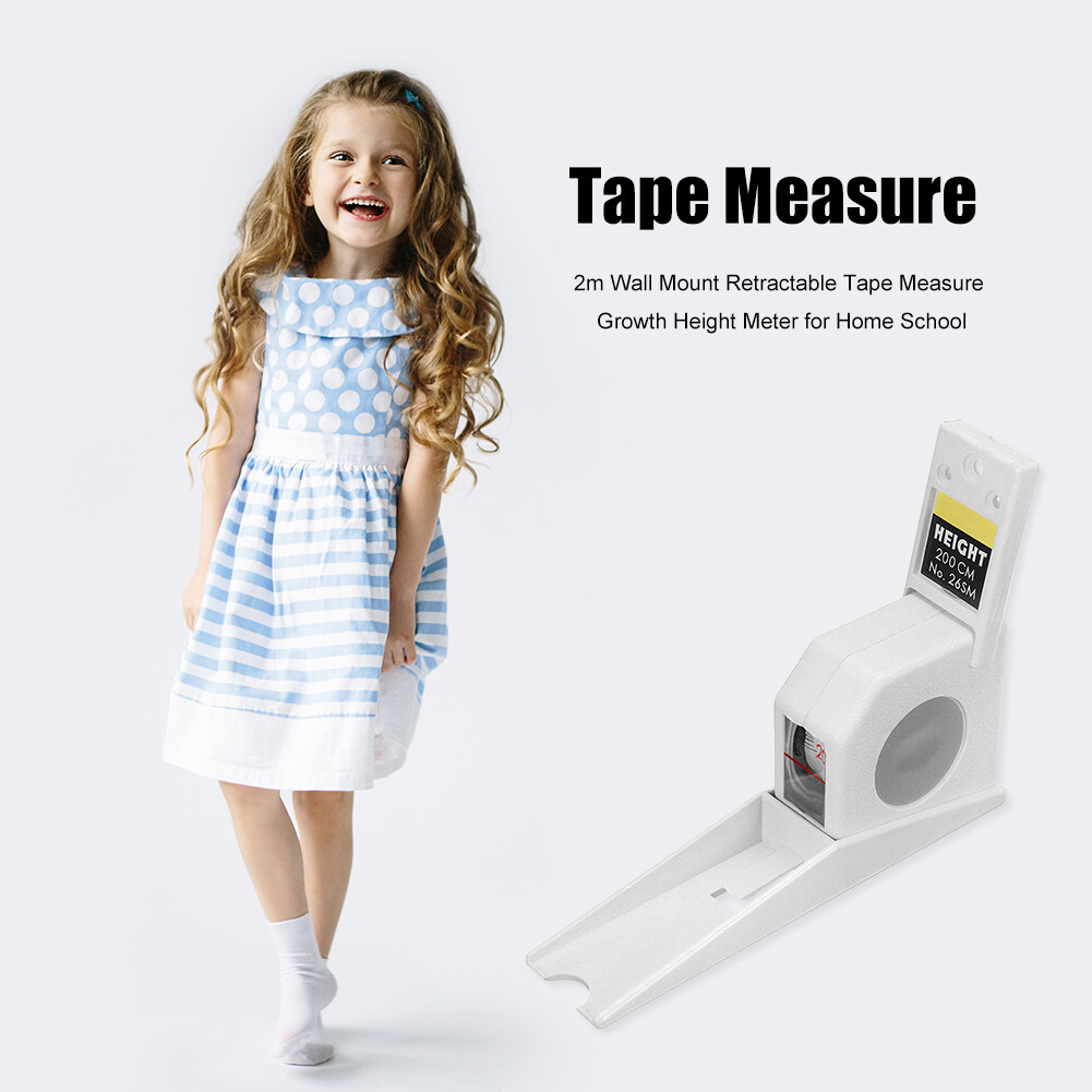 2m Wall Mount Retractable Tape Measure Height Meter for Home School ...