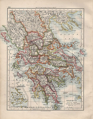 1914 MAP ~ GREECE ~ CYCLADES ARCADIA MESSENIA MOREA | eBay