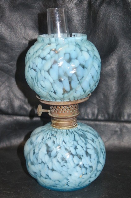 S 395 Superior Example Of This Blue Satin Flora Design glass Miniature ...