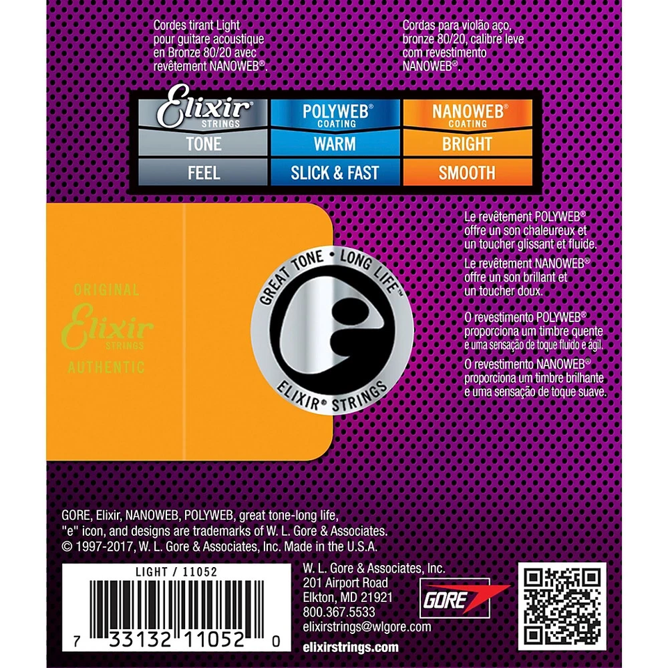 Elixir Acoustic Guitar Strings 11052 (12-53), 11027 (11-52), 11002 (10 ...