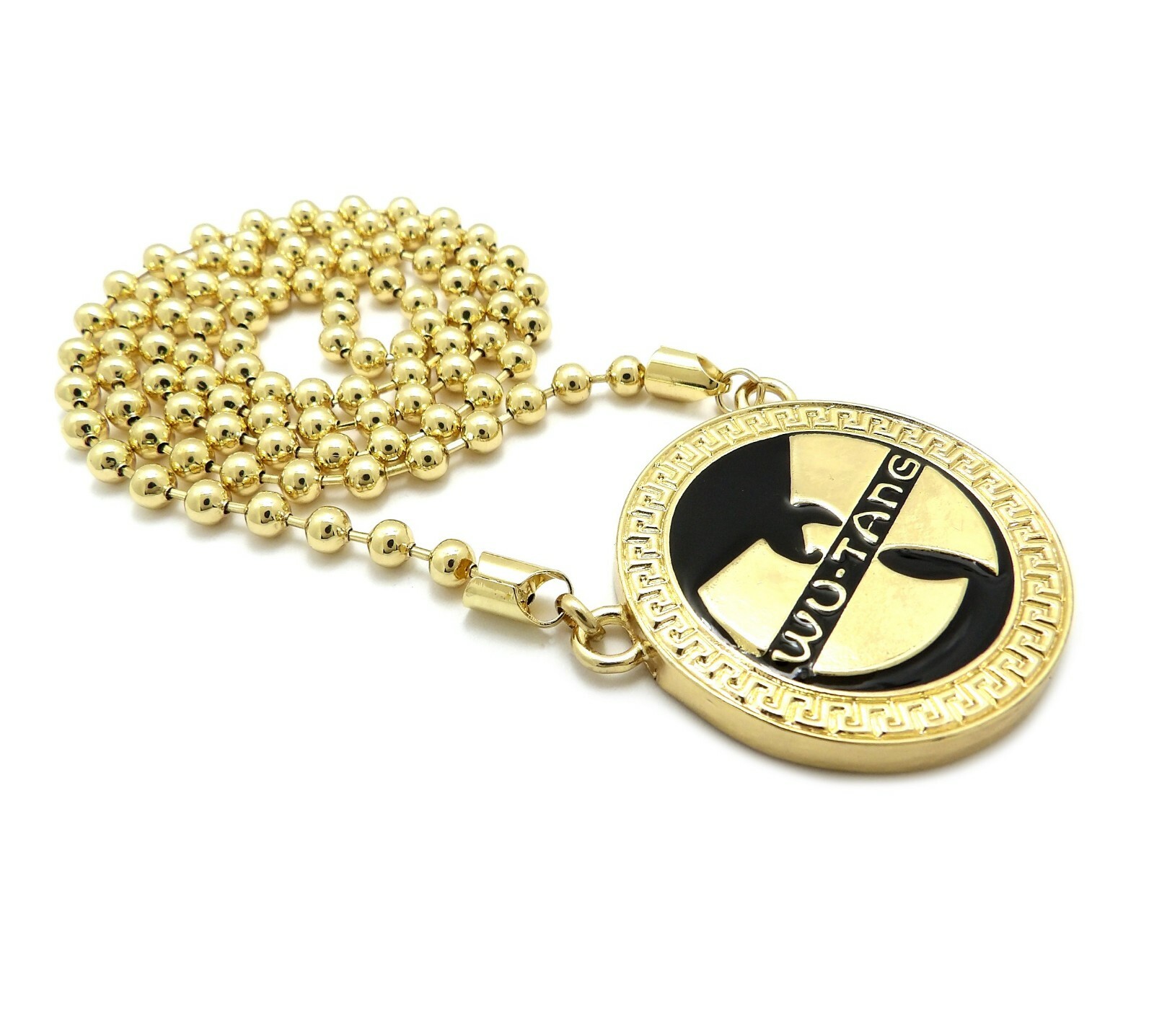 Hip Hop Iced Gold plated WU TANG Pendant & 5mm 30" Ball Chain Bling ...