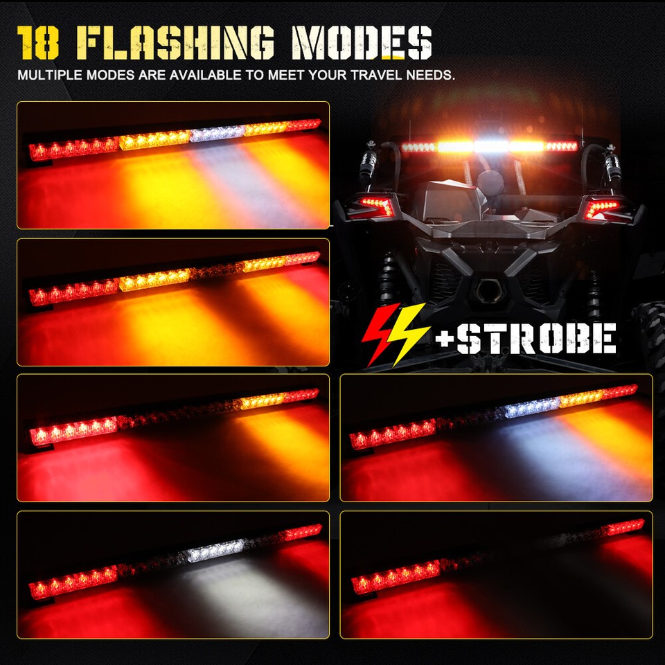 Strobe 30" LED Rear Chase Light Bar for ATV UTV Offroad Running/Brake ...