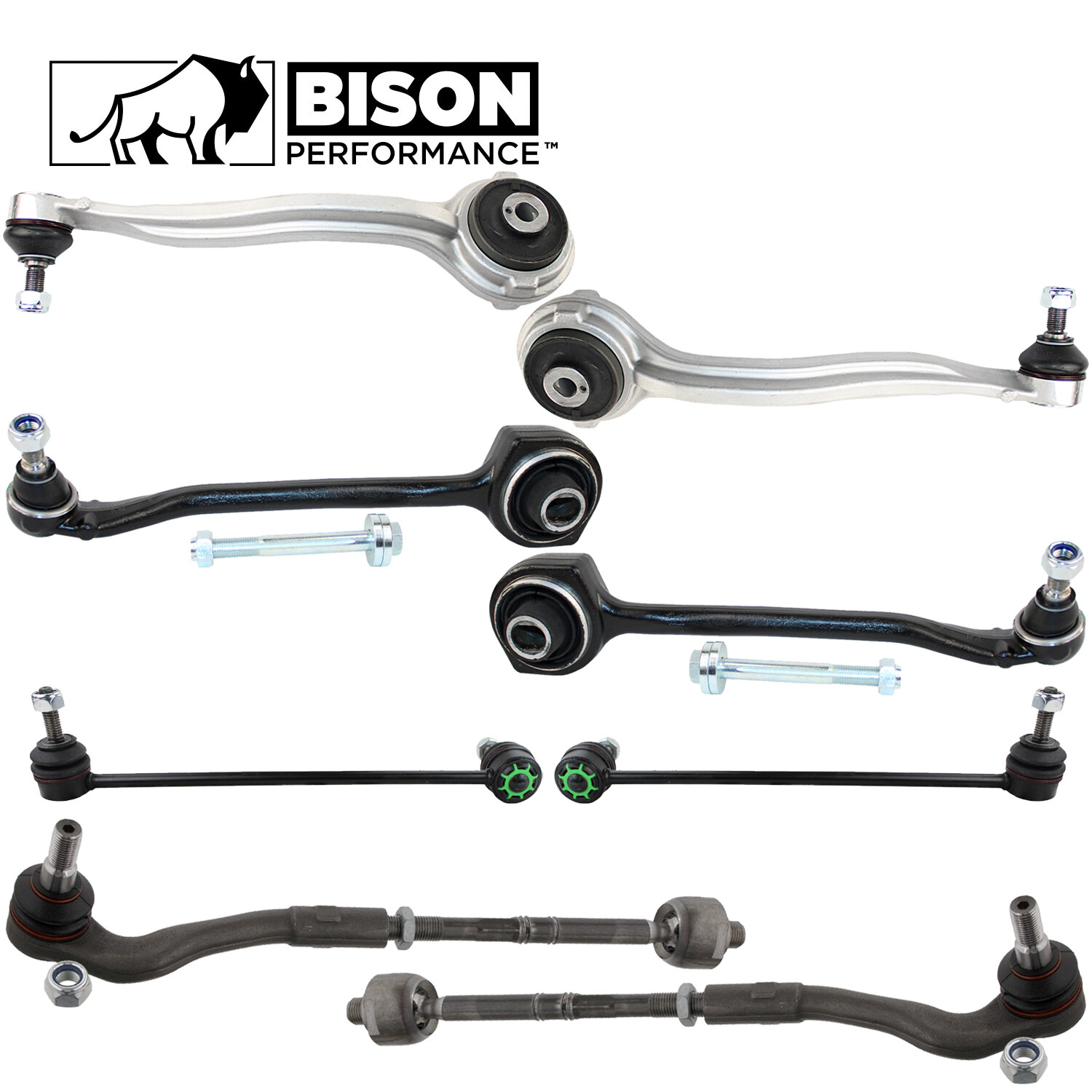Bison Performance 8pc Front Lower Control Arm Sway Bar Tie Rod End Kit ...