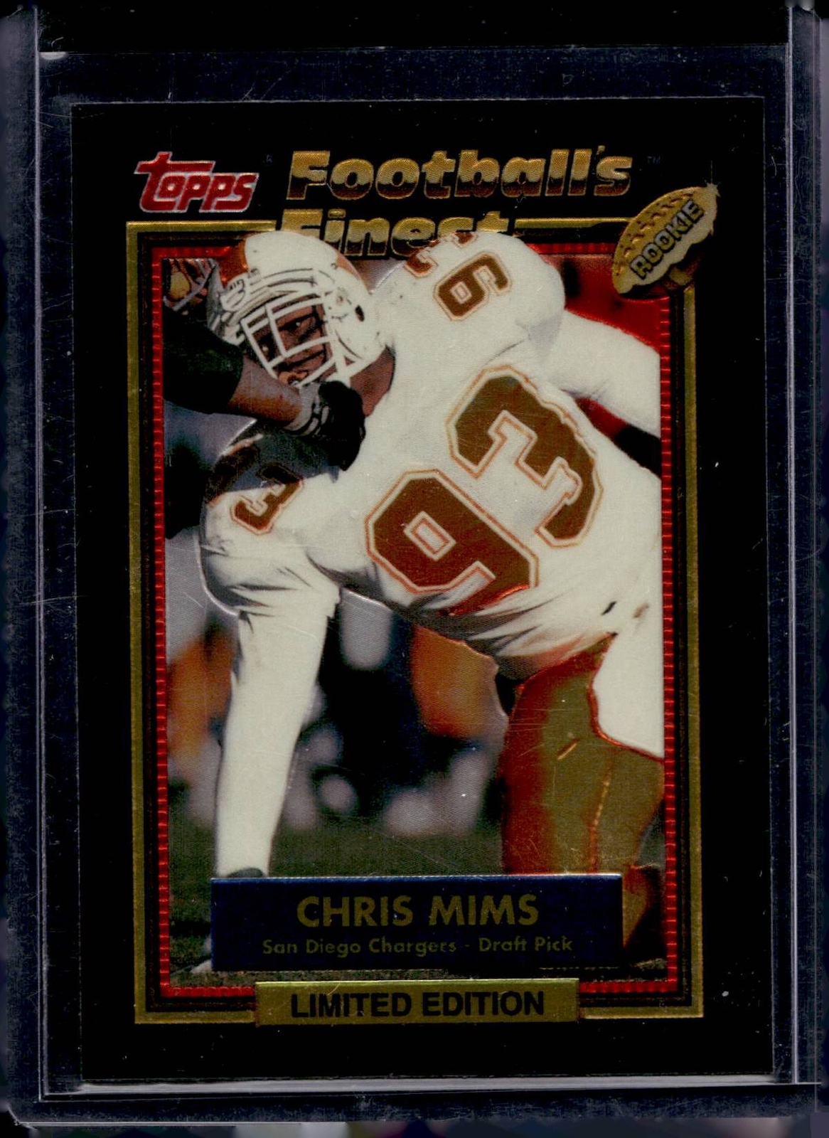 1992 Topps Football's Finest Chris Mims RC #39 - San Diego Chargers - Tennessee | eBay