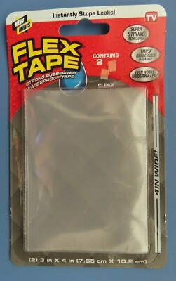 Flex Tape Mini 3" x 4" Super Strong Waterproof Tape, 2 pieces. Clear ...
