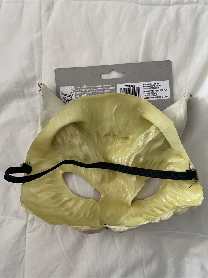 Halloween CAT HALF MASK - Midnight Creatures By Seasons Rubber ...