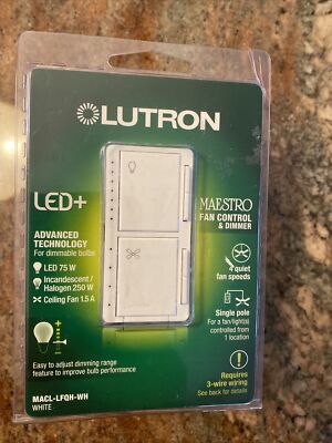 Lutron Maestro Fan Control and Light Dimmer - White 784276239264| eBay