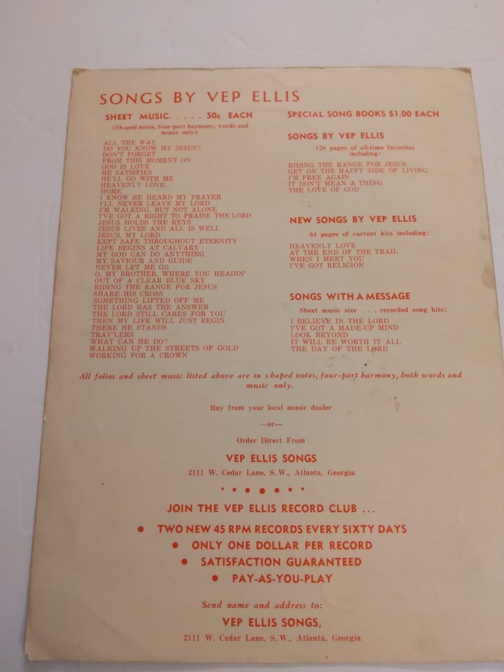 V.B. ELLIS ONE WAY TO HEAVEN SHEET MUSIC PIANO/VOCAL EXTREMELY RARE ...