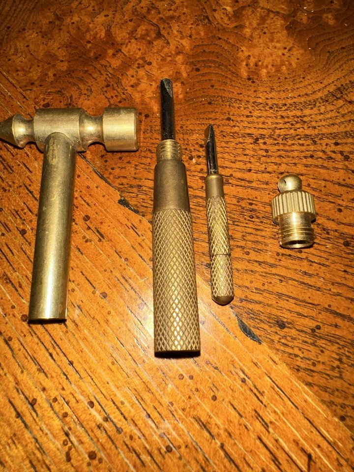 Vintage Brass Nesting Hammer & Screwdriver Set 4 In 1 5”L | eBay