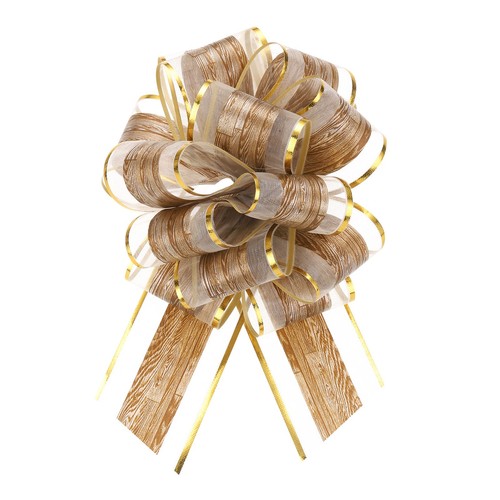 10pcs 4 Inch Pull Bow Gift Wrapping Organza Bows Vintage Ribbon Brown ...