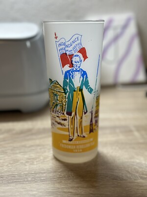 Vtg Knox Oil Frosted Glass Tumbler Texas Under Fredonian Rebellion Flag ...