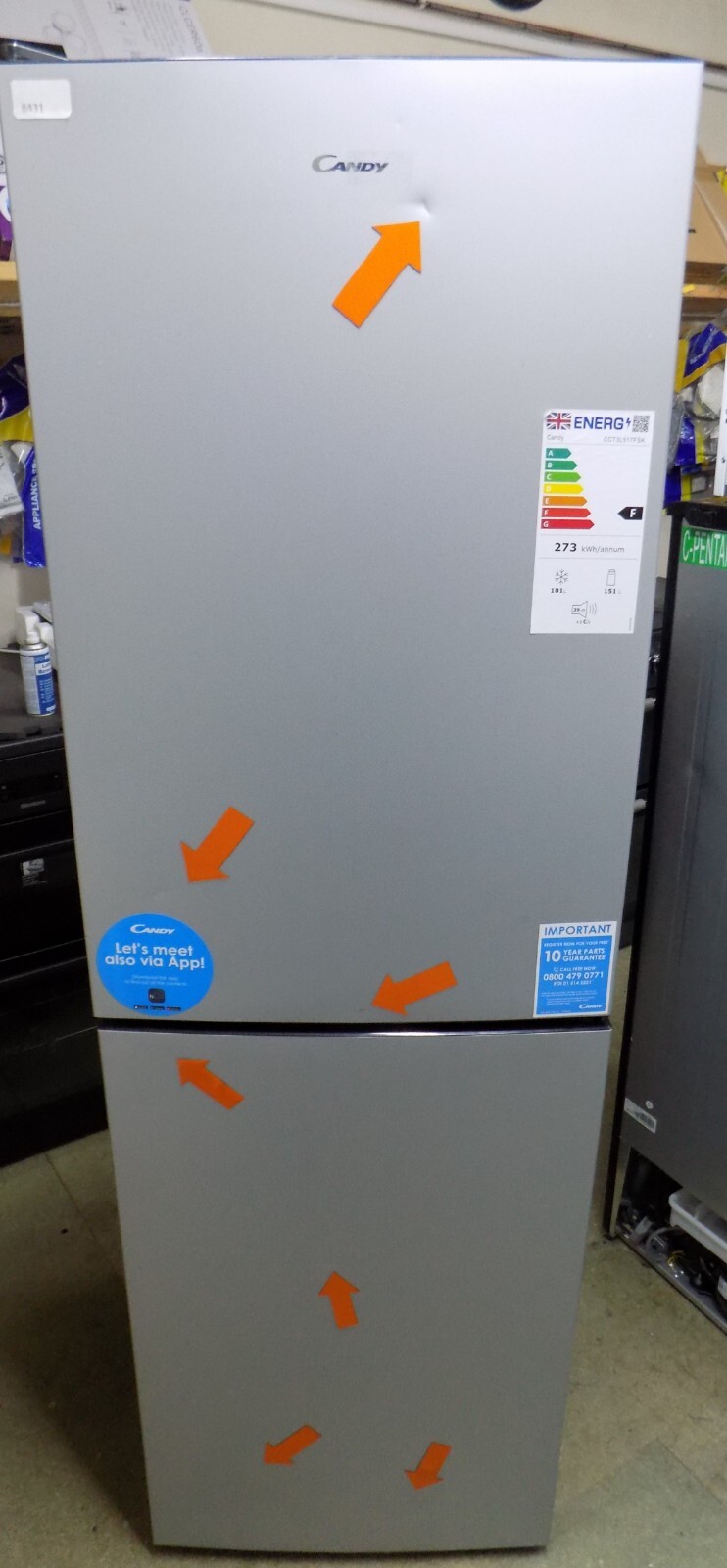 Candy CCT3L517FSK Low Frost Freestanding Fridge Freezer - Silver for ...