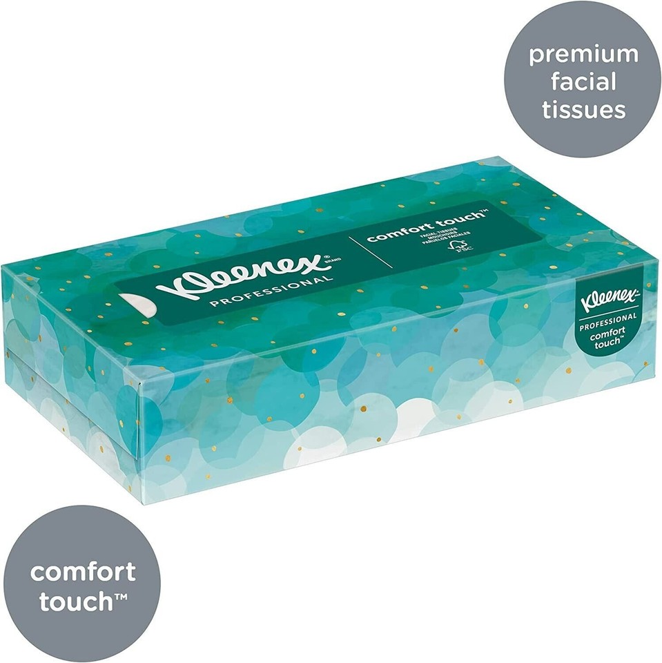 Kleenex Professional Facial Tissues 21400, 2-Ply, White, Flat Box, 12 ...