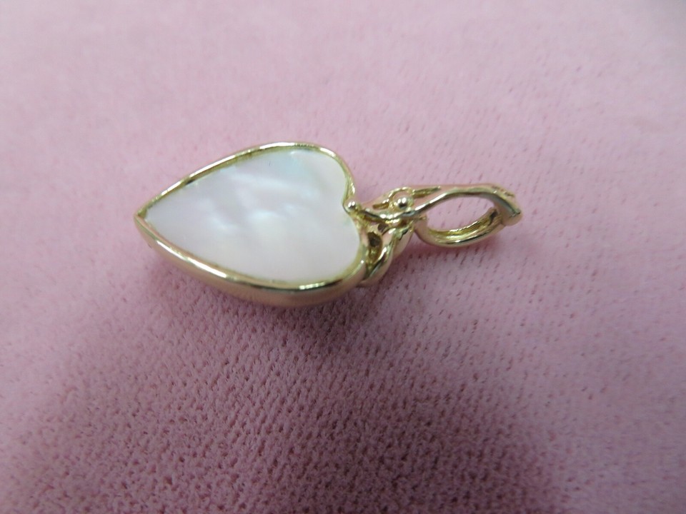 14k Solid Y. Gold Diamond Heart Mabe Pearl Pendant w/ 14K Openable Bail ...