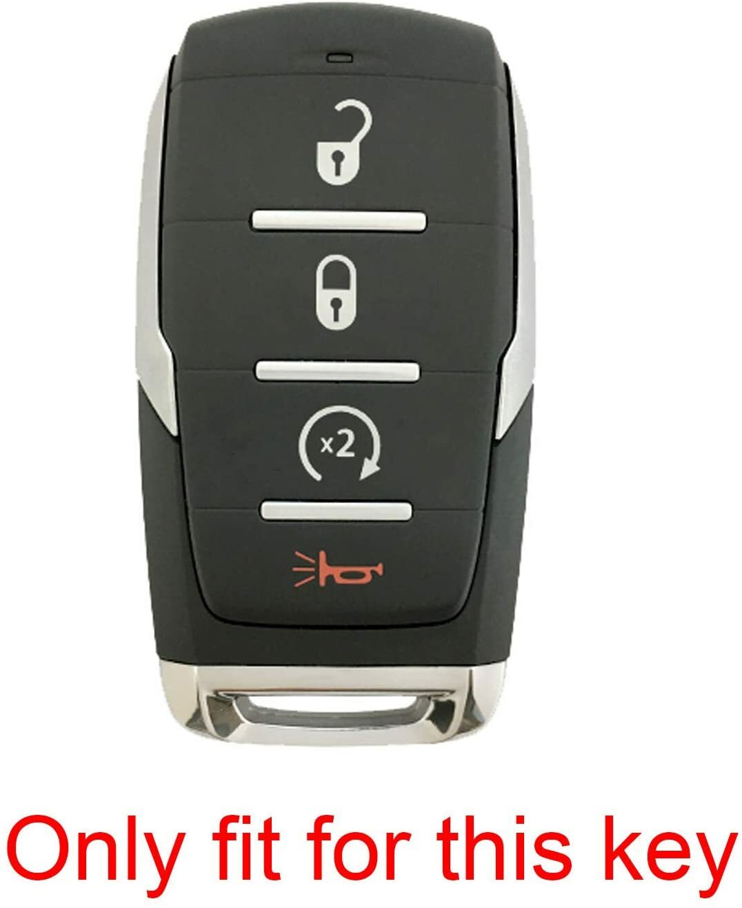 2pcs Silicone Remote Key Fob Case Cover for Dodge Ram 1500 2019 2020, 4 ...