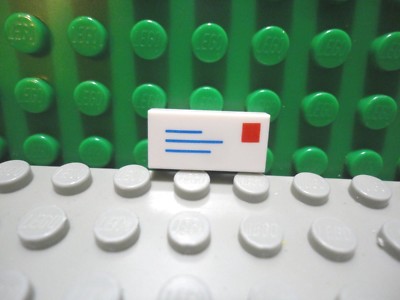 Lego 1 White 1x2 Printed Tile Mail Envelope NEW | eBay