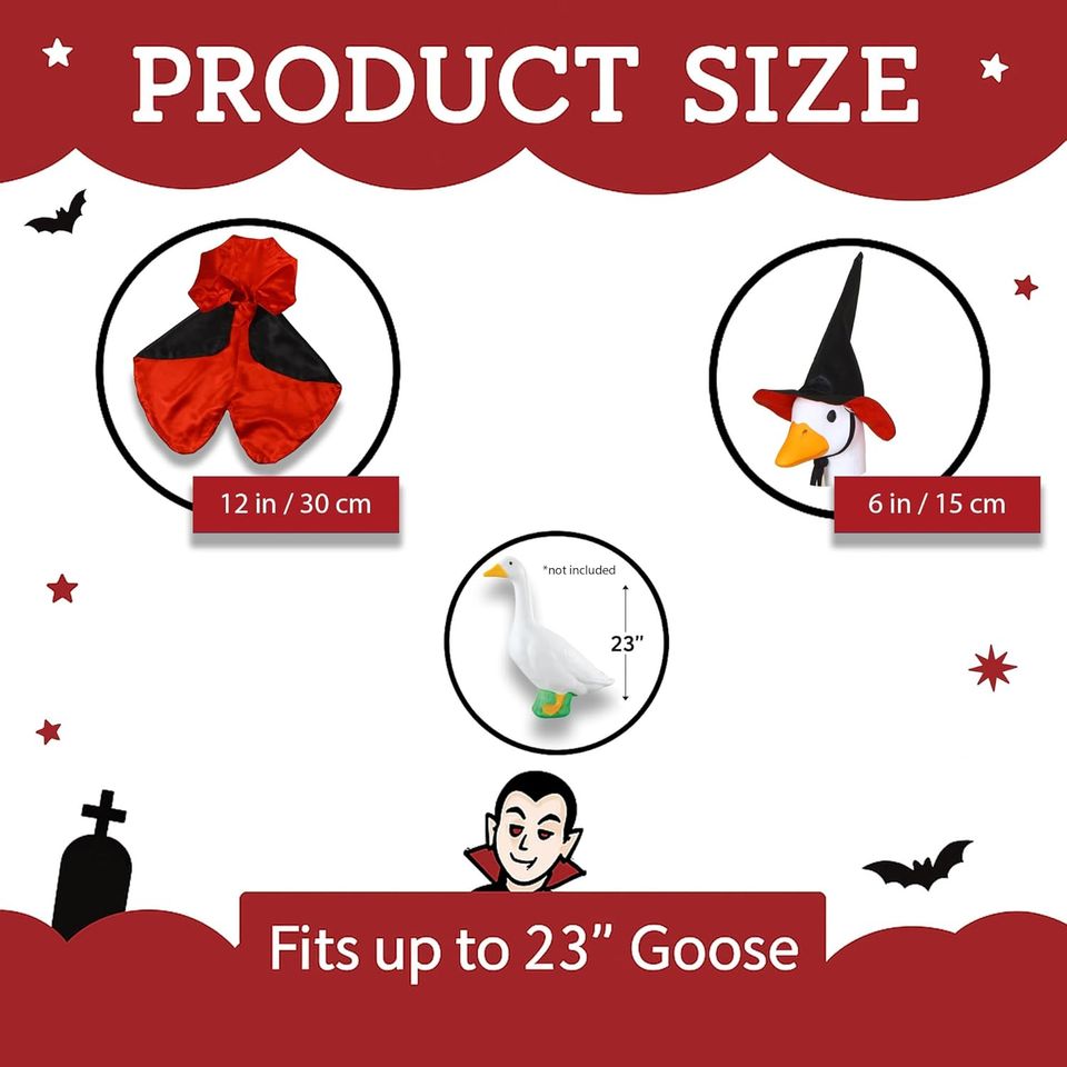 Vampire Lawn Goose Outfit – Glossy Cape & Adjustable Hat Costume for 23 ...