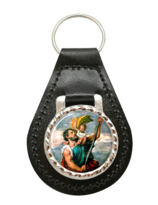 St. Christopher Leather Key Fob | eBay UK