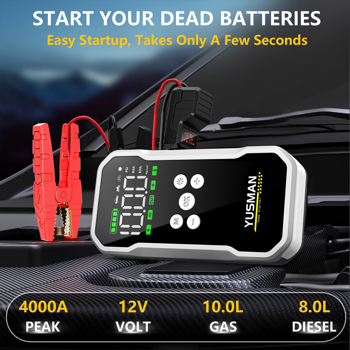 4000A Car Jump Starter Box Battery Booster Charger Air Compressor ...