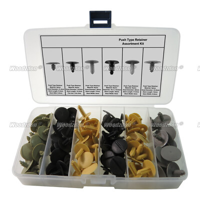 140 Auto Clips Push Pin Retainer Assortment Plastic Fastener Bumper ...