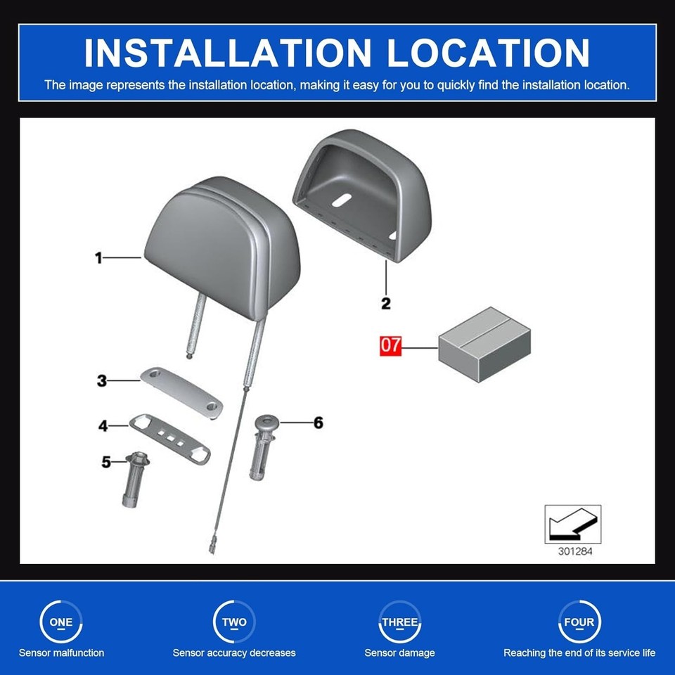 BMW 52107264576 Front Seat Headrest Repair Kit Gray OEM for F10 F07 F11 ...