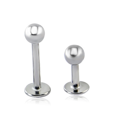 (2pc) 16g Straight Flat Back Barbell ball top (316L) Solid Surgical ...