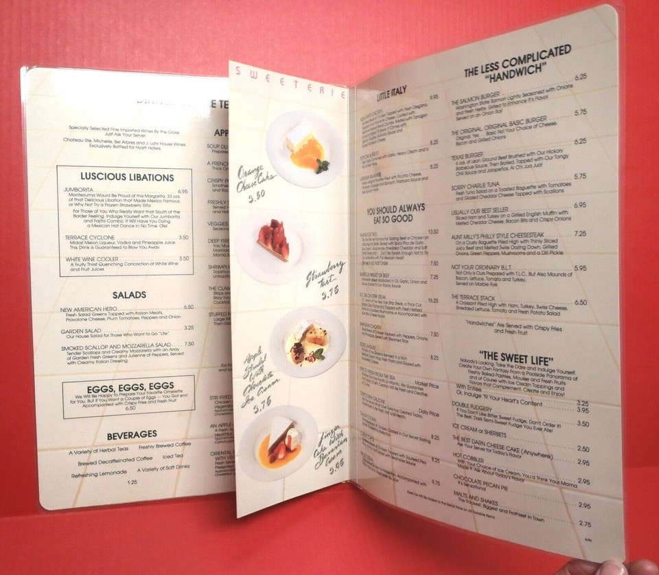 1980s BREAKFAST ON THE TERRACE & Wine List Menus HYATT REGENCY CROWN ...