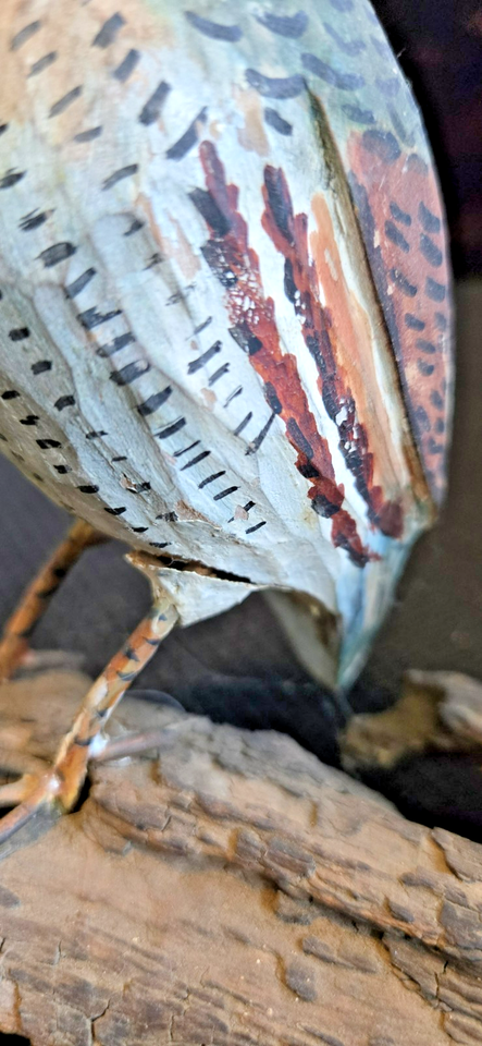 Vintage Folk Art Wooden Carved Quail Bird Decoy On Branch | eBay