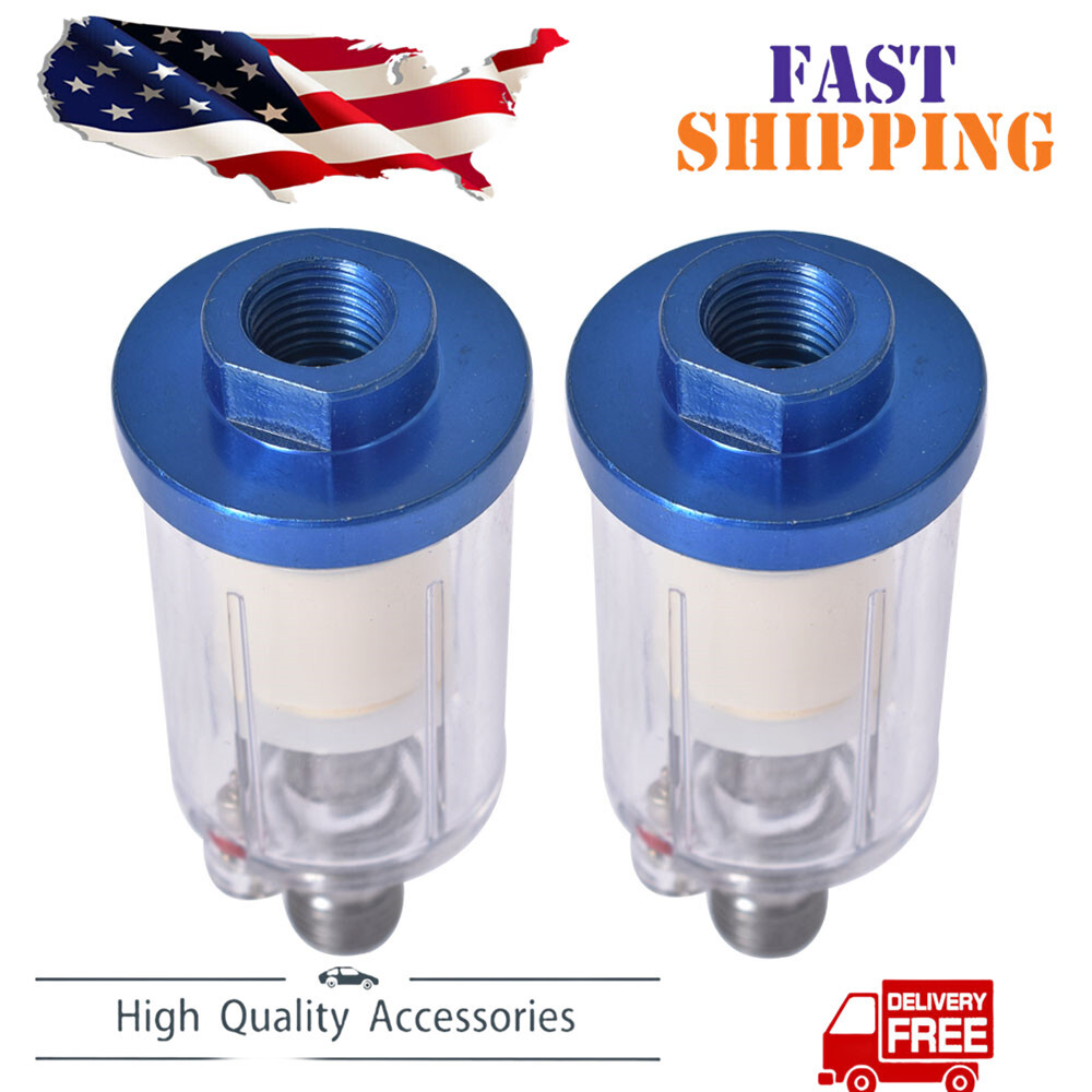 Pair Spray Paint Gun 1/4" Air In-line Oil Water Separator Mini Filter ...