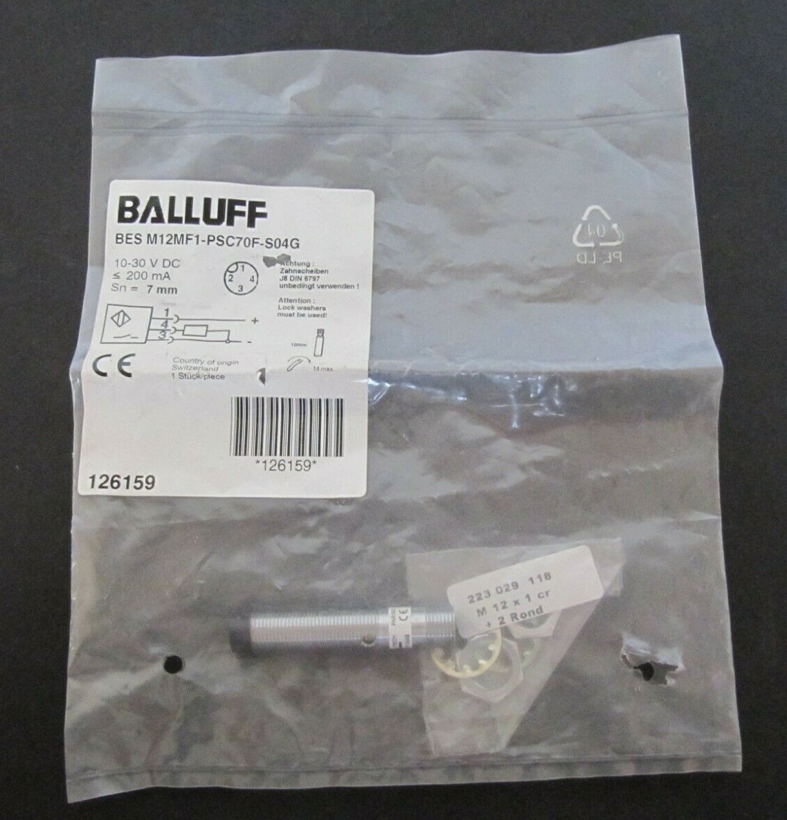 (NEW) Balluff Inductive Proximity Sensor BES M12MF1-PSC70F-S04G 126159 ...