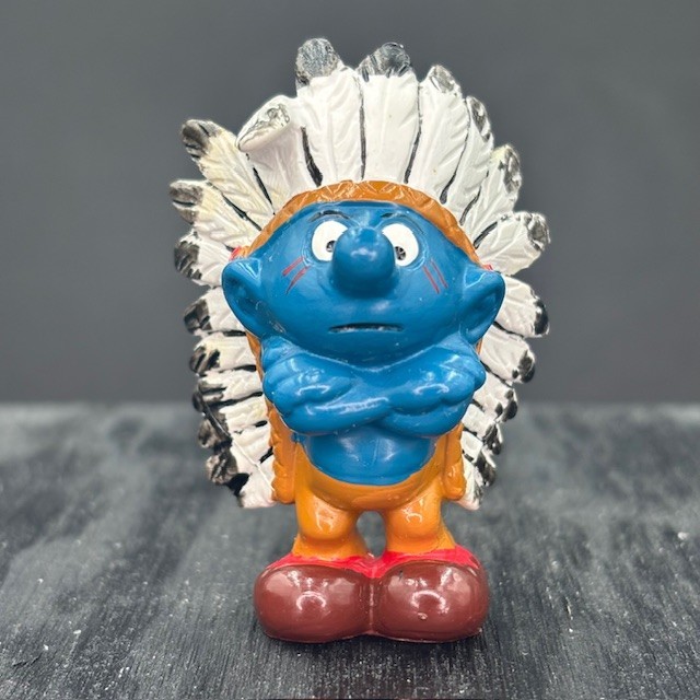 Smurfs 20144 American Indian Chief Smurf Vtg PVC Figure Schleich Peyo ...