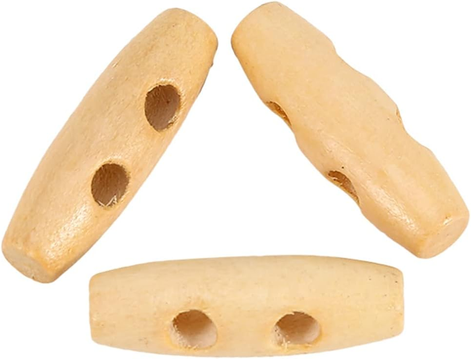 Wooden Toggle Buttons, 50Pcs/Lot Horn Toggle Sewing Buttons 2 Holes ...