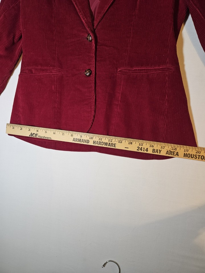 Vintage Charisma Red Corduroy Blazer Women's Size 12 100% Cotton Winter ...